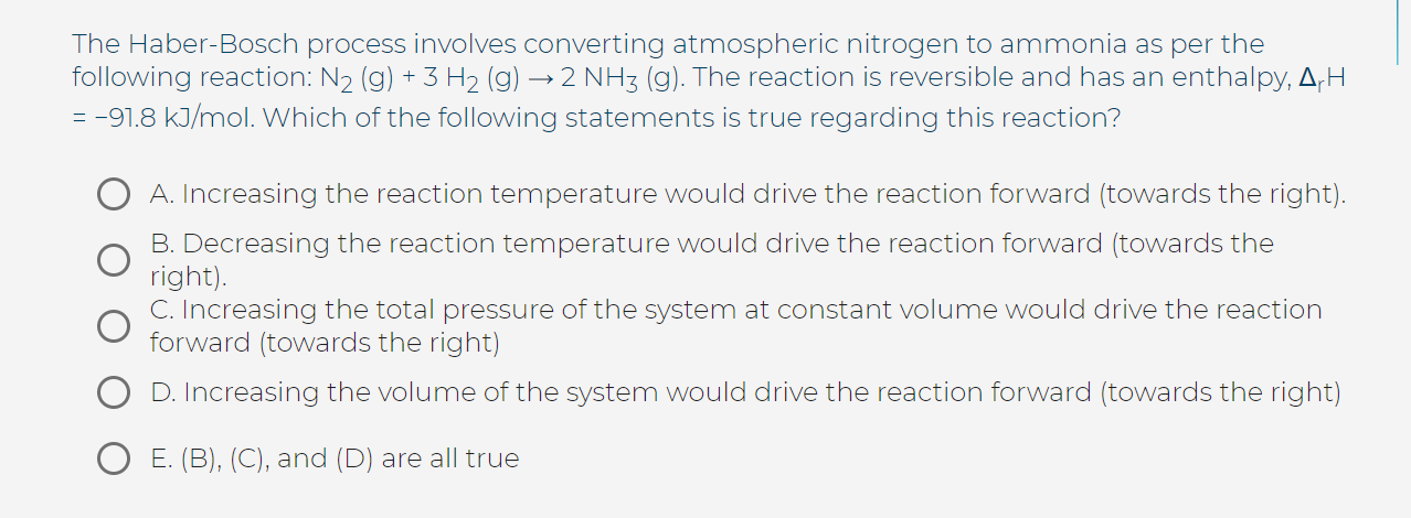 Solved The Haber-Bosch process involves converting | Chegg.com
