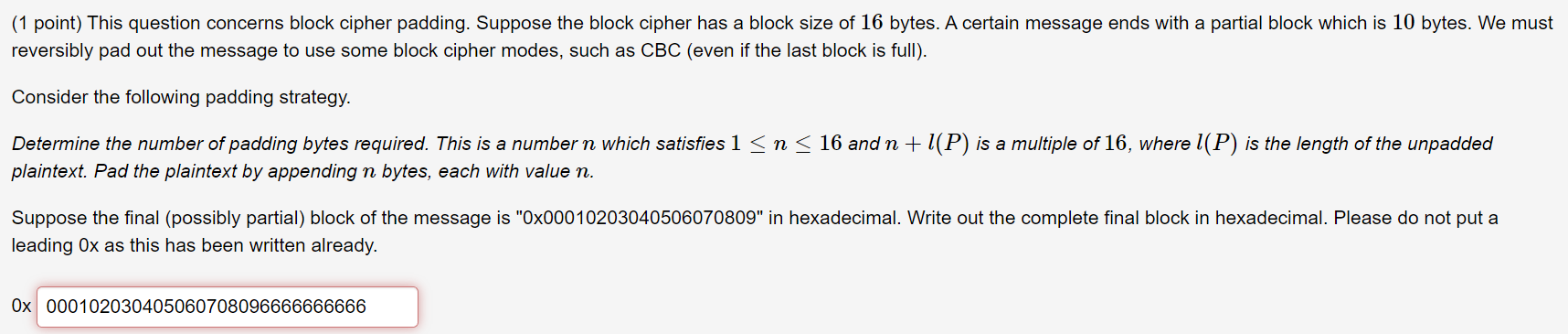 Solved (1 point) This question concerns block cipher | Chegg.com