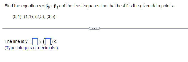 Solved Find the equation y=β0+β1x of the least-squares line | Chegg.com