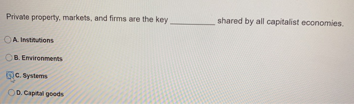 Solved shared by all capitalist economies. Private property, | Chegg.com