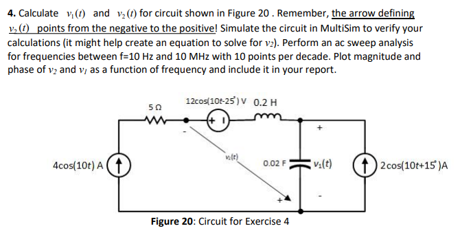 4. Calculate vt) and vz(t) for circuit shown in | Chegg.com