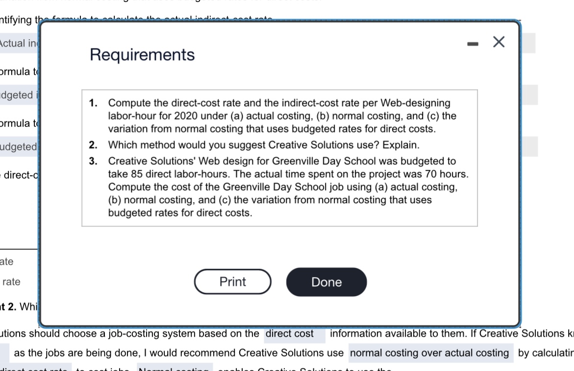 Solved Requirements 1. Compute the direct-cost rate and the | Chegg.com