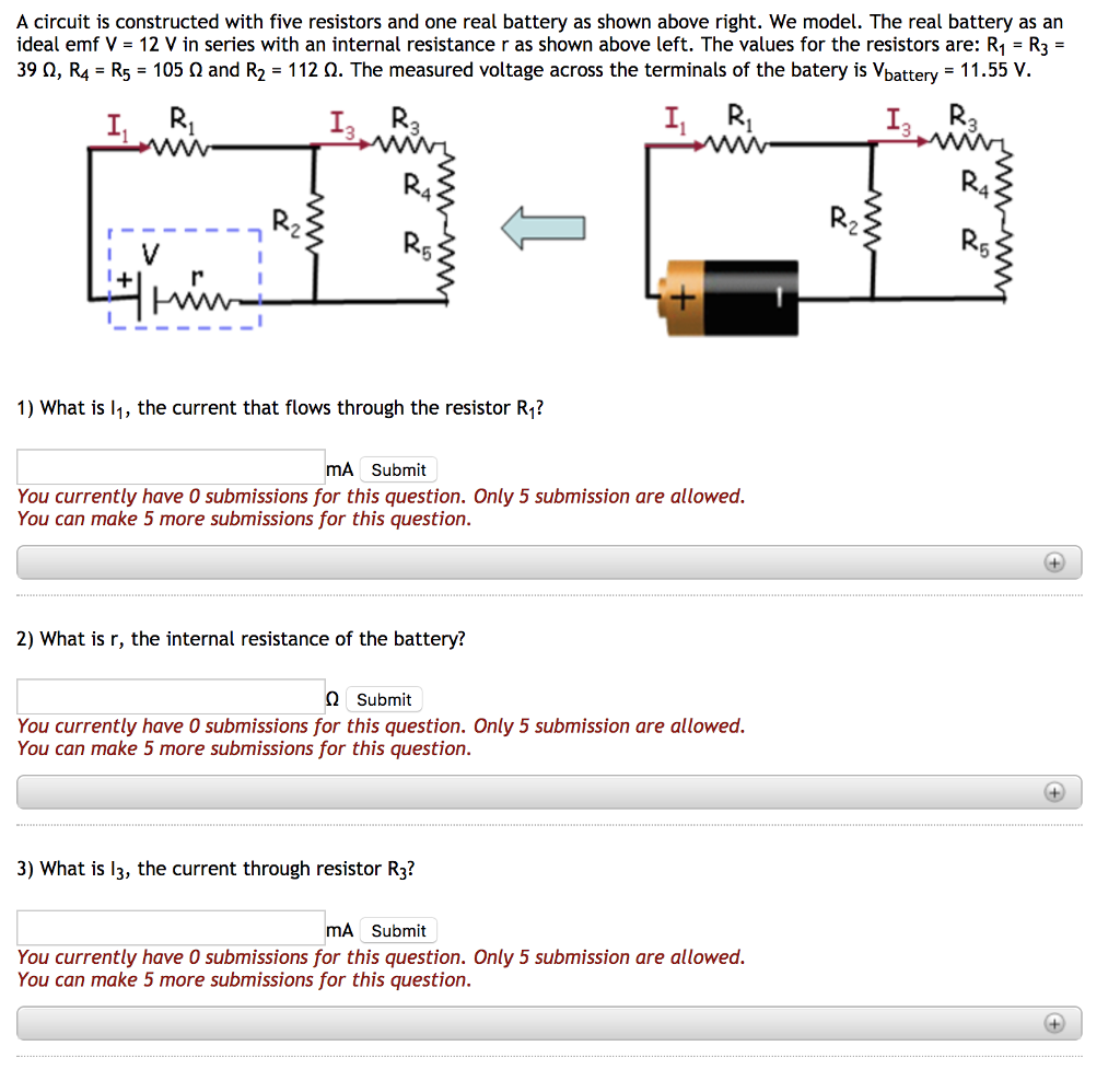 Solved A circuit is constructed with five resistors and one | Chegg.com