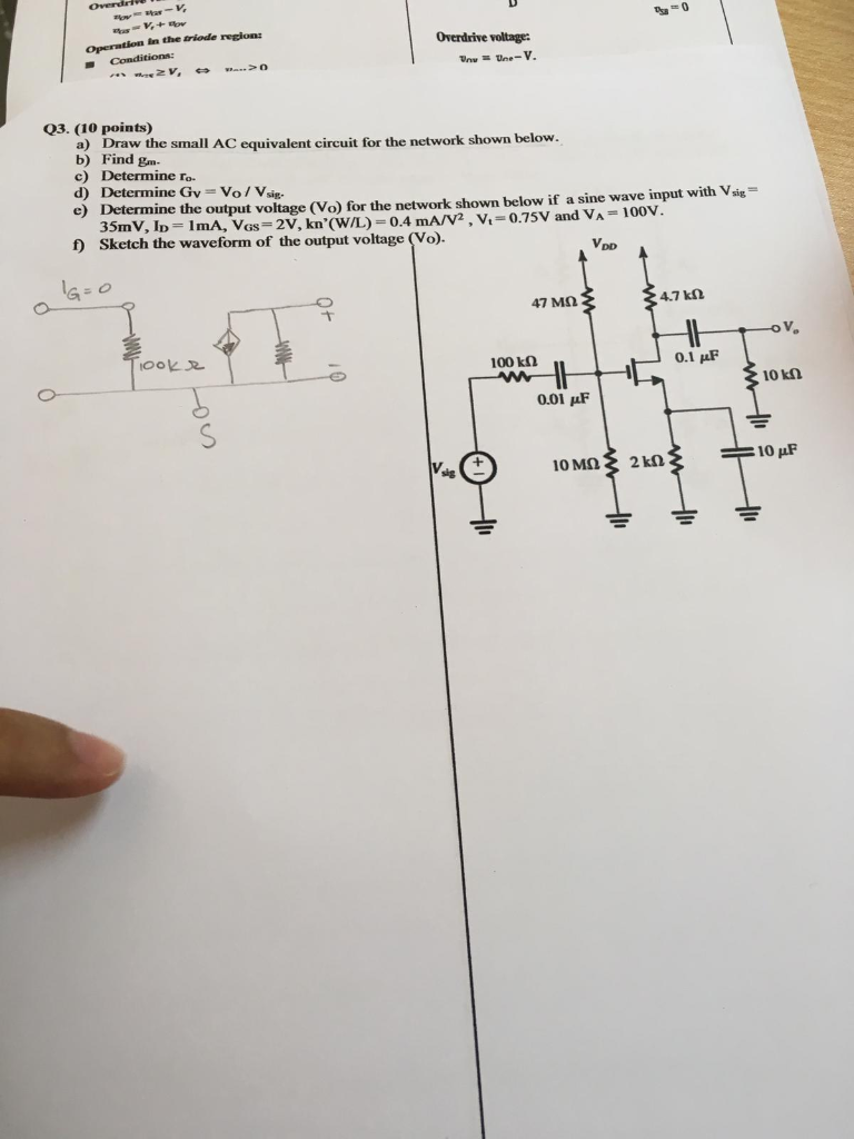 Solved Ove tar Operation in the triode region: Conditions: V | Chegg.com