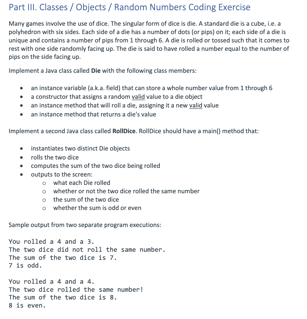 Solved - an instance variable (a.k.a. field) that can store | Chegg.com