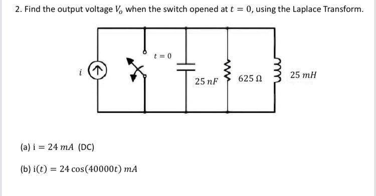 Solved Find the output voltage Vo ﻿when the switch opened | Chegg.com
