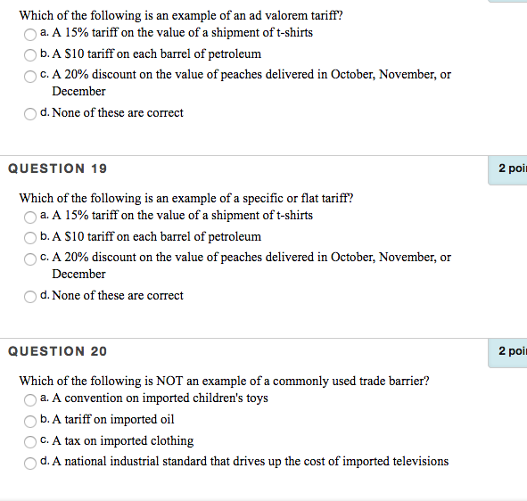 Solved Which of the following is an example of an ad valorem | Chegg.com
