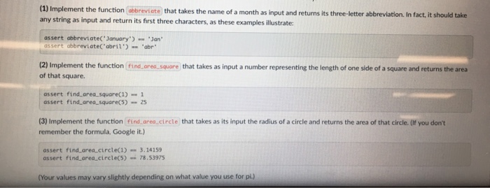 Solved (1) Implement the function abbreviate that takes the | Chegg.com