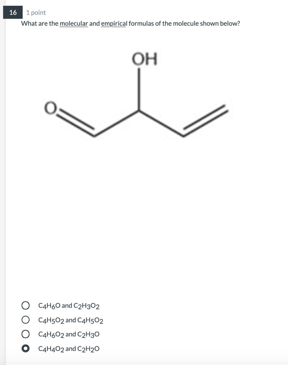 Solved 3 1 point What is the molecular formula of the | Chegg.com