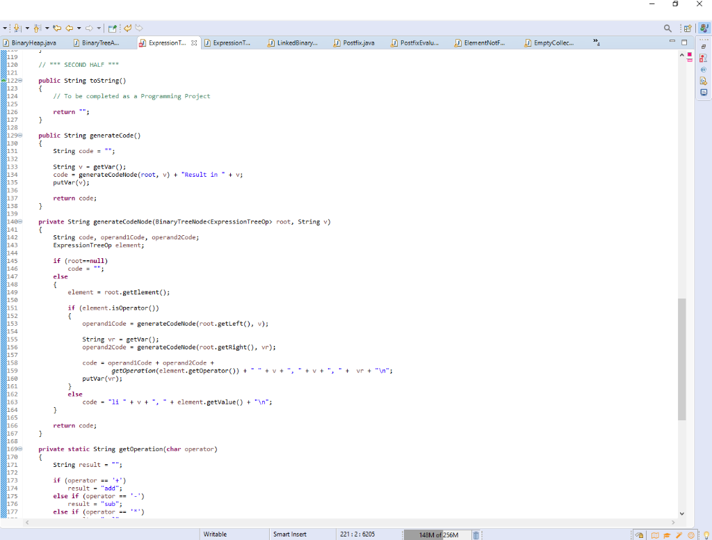 Define ExpressionTree.toString(). • Use a simple | Chegg.com