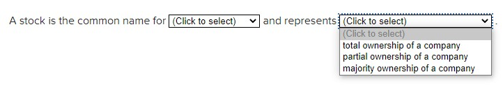 Solved and represents (Click to select) A stock is the | Chegg.com