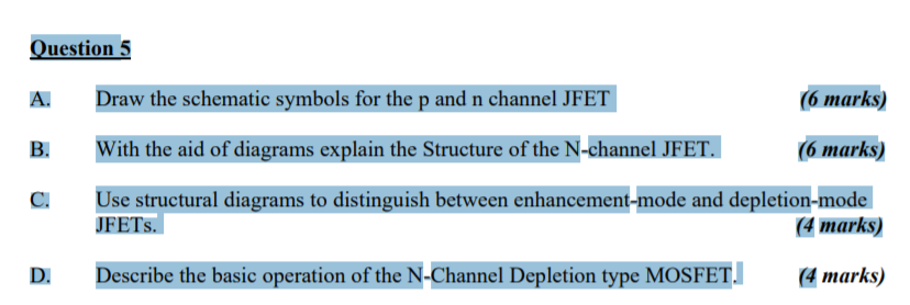 Solved Question 5 A. Draw the schematic symbols for the p | Chegg.com