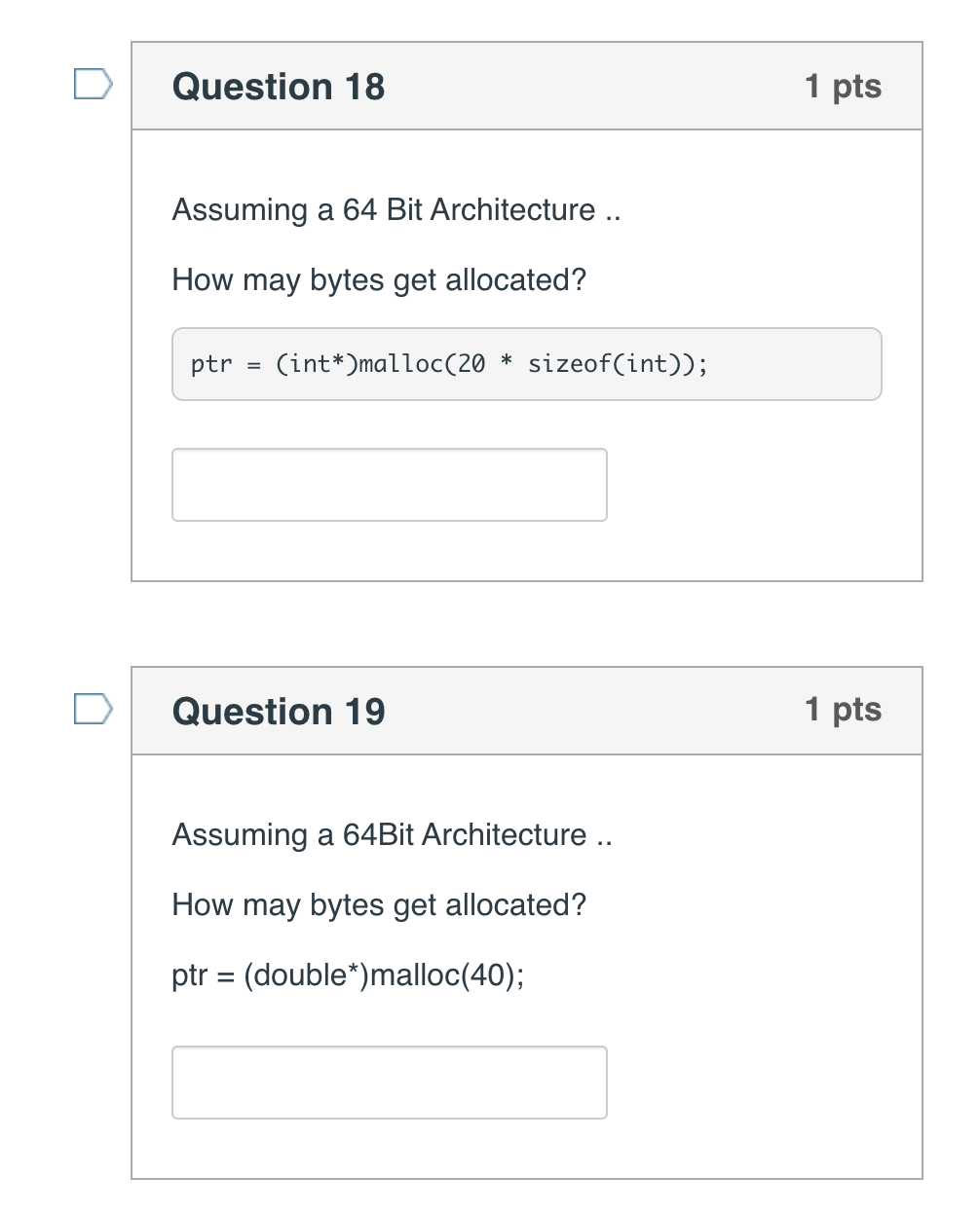 Solved Question 18 1 Pts Assuming A 64 Bit Architecture 