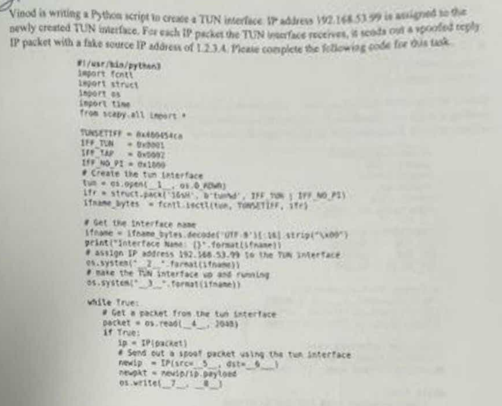 IP packet with a fake iource IP adaren of 1.2.3.4. | Chegg.com