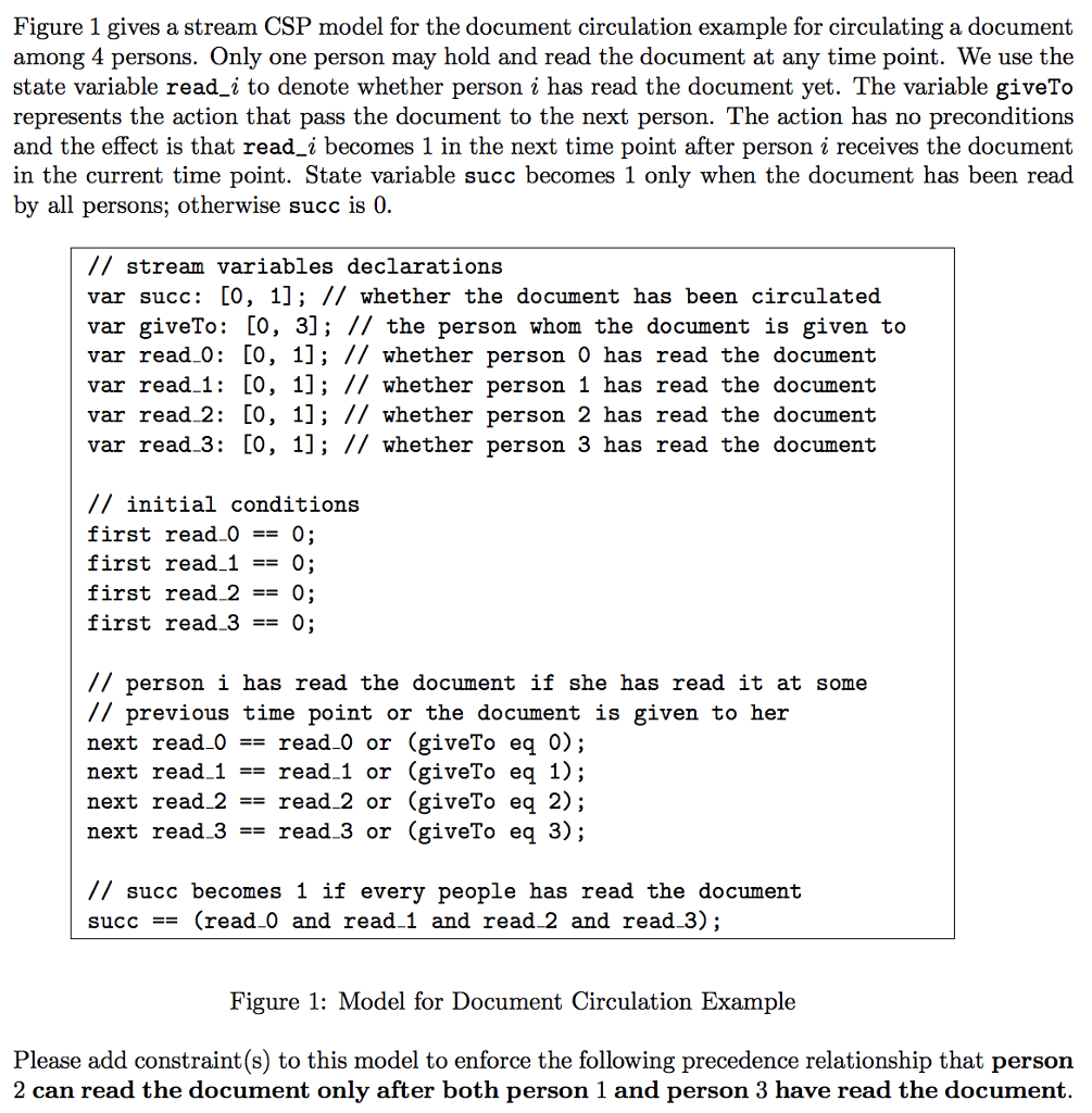 Solved Figure 1 gives a stream CSP model for the document | Chegg.com