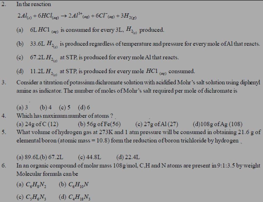 Solved 2. In the reaction + (aq) 2A1c) + 6HCl(aq) 2A1+ (aq) | Chegg.com