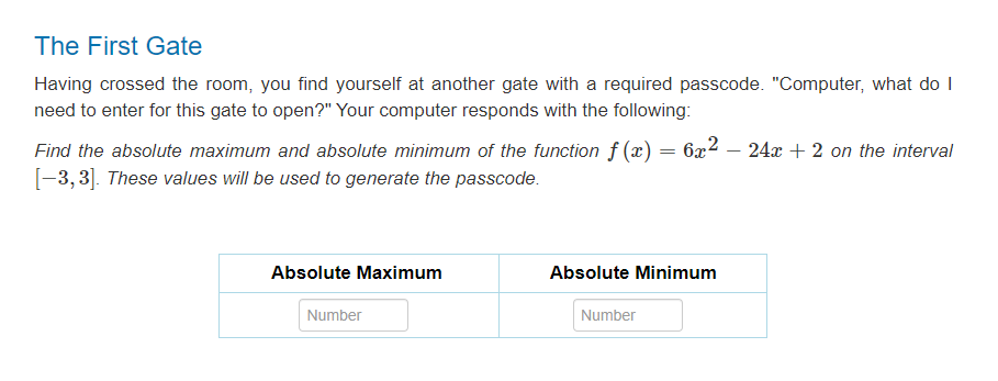 Solved The First Gate Having crossed the room, you find | Chegg.com