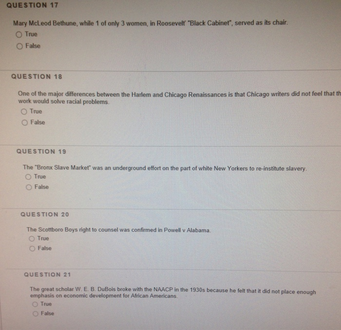 Solved QUESTION 17 Mary McLeod Bethune, while 1 of only 3 | Chegg.com