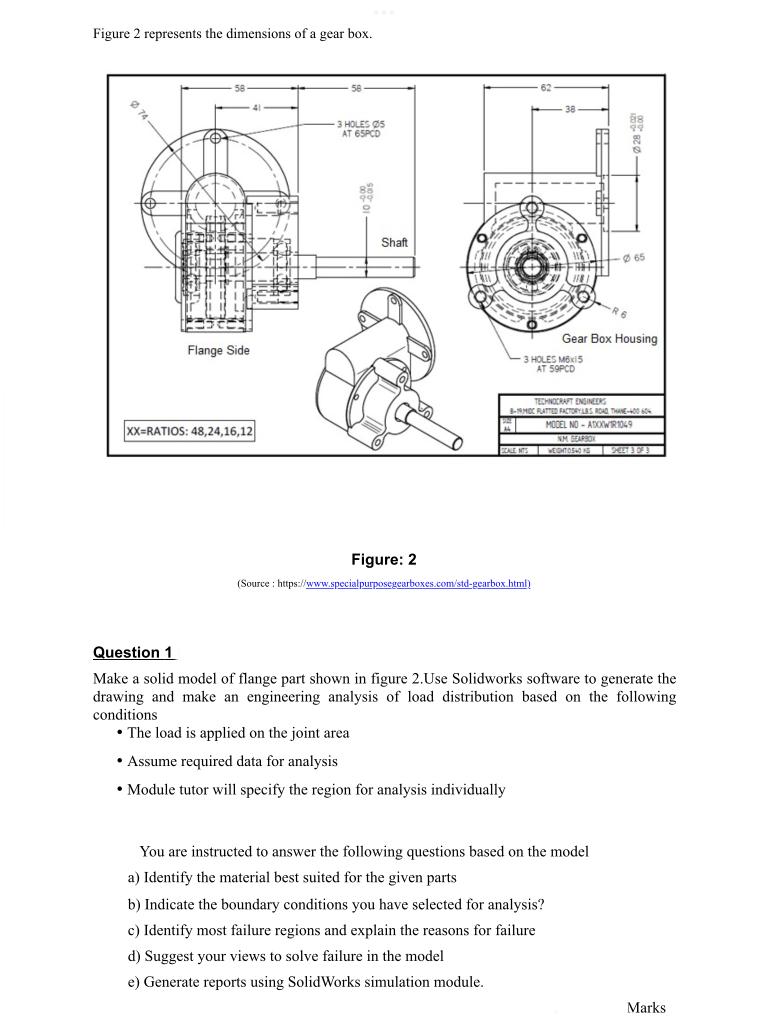 Figure 2 represents the dimensions of a gear box. | Chegg.com