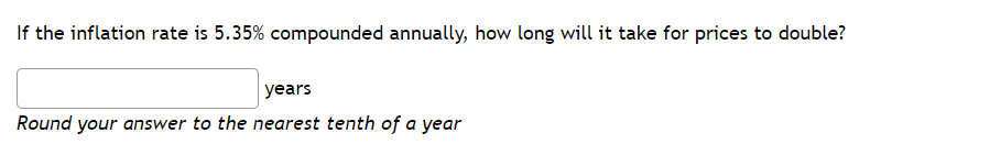 Solved If the inflation rate is 5.35% compounded annually, | Chegg.com