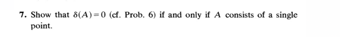 Solved 7 Show That δ A 0 Cf Prob 6 If And Only If A