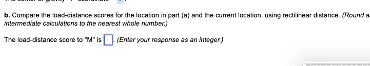 Solved b. Compare the load-distance scores for the location | Chegg.com