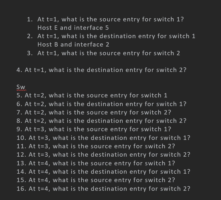 Solved 1. At t=1, what is the source entry for switch 1 ? | Chegg.com