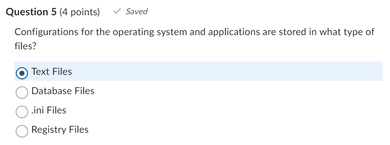 Solved Configurations for the operating system and | Chegg.com
