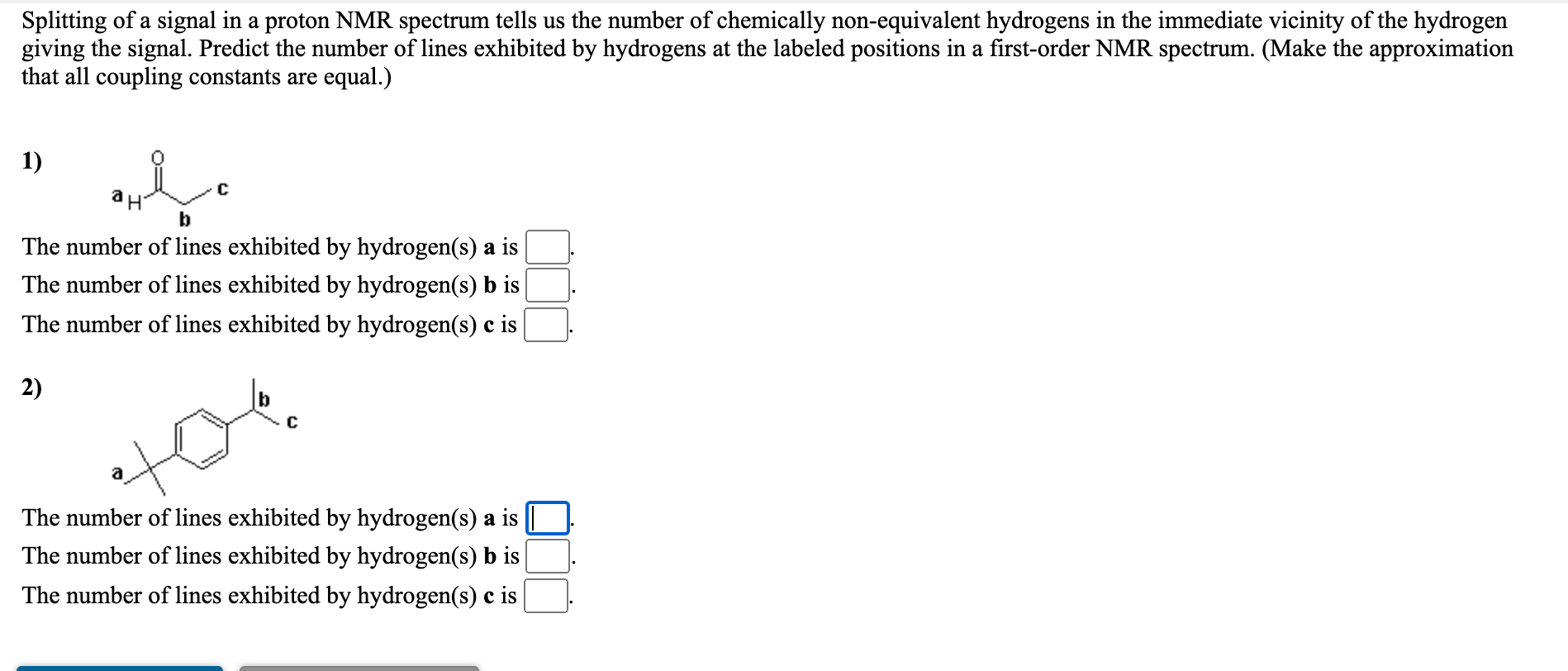 Solved Predict the number of lines exhibited by hydrogens at | Chegg.com