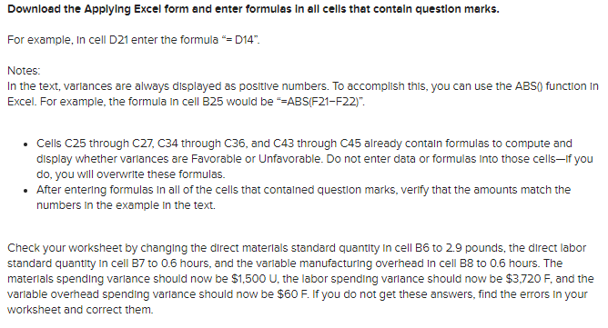 Solved Download the Applying Excel form and enter formulas | Chegg.com