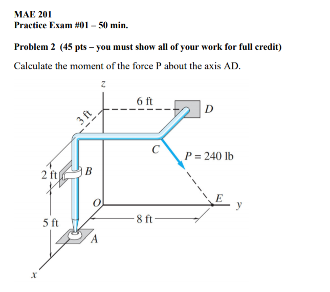 Solved MAE 201 Practice Exam #01 - 50 min. Problem 2 (45 pts | Chegg.com