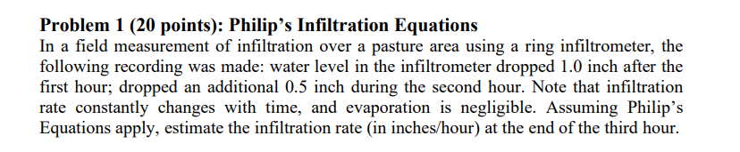 Solved Problem 1 (20 points): Philip's Infiltration | Chegg.com