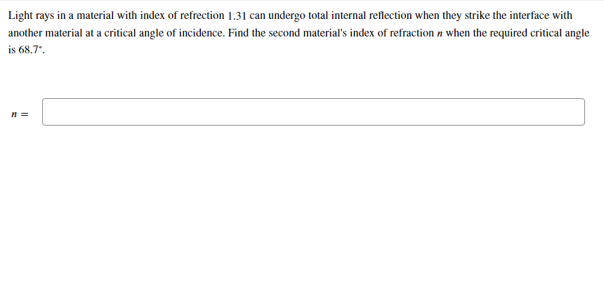 Solved Light rays in a material with index of refrection | Chegg.com