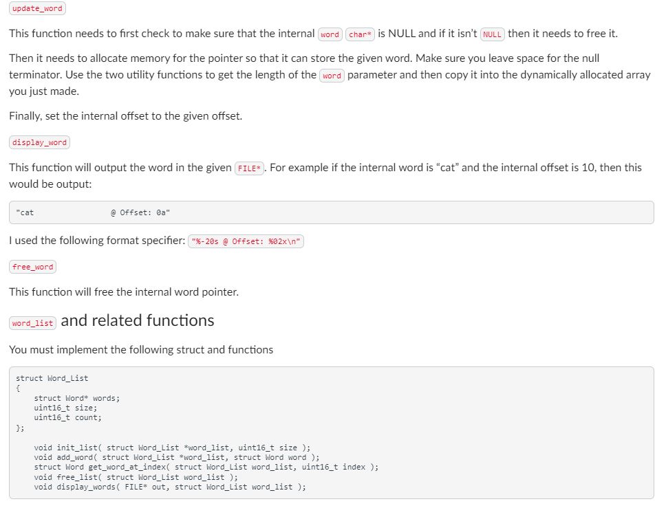 Solved \#ifndef WORD_H \#define WORD_H struct Word \{ char* | Chegg.com