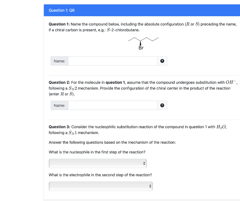 Solved Question 1: Name the compound below, including the | Chegg.com