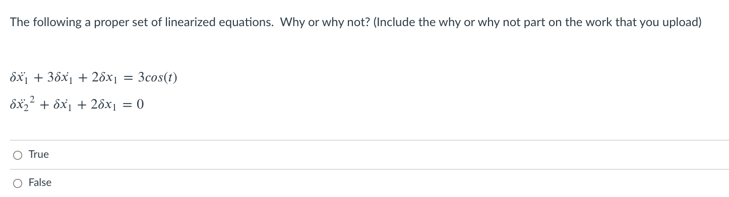 Solved The following a proper set of linearized equations. | Chegg.com Solved The following a proper set of linearized equations. | Chegg.com