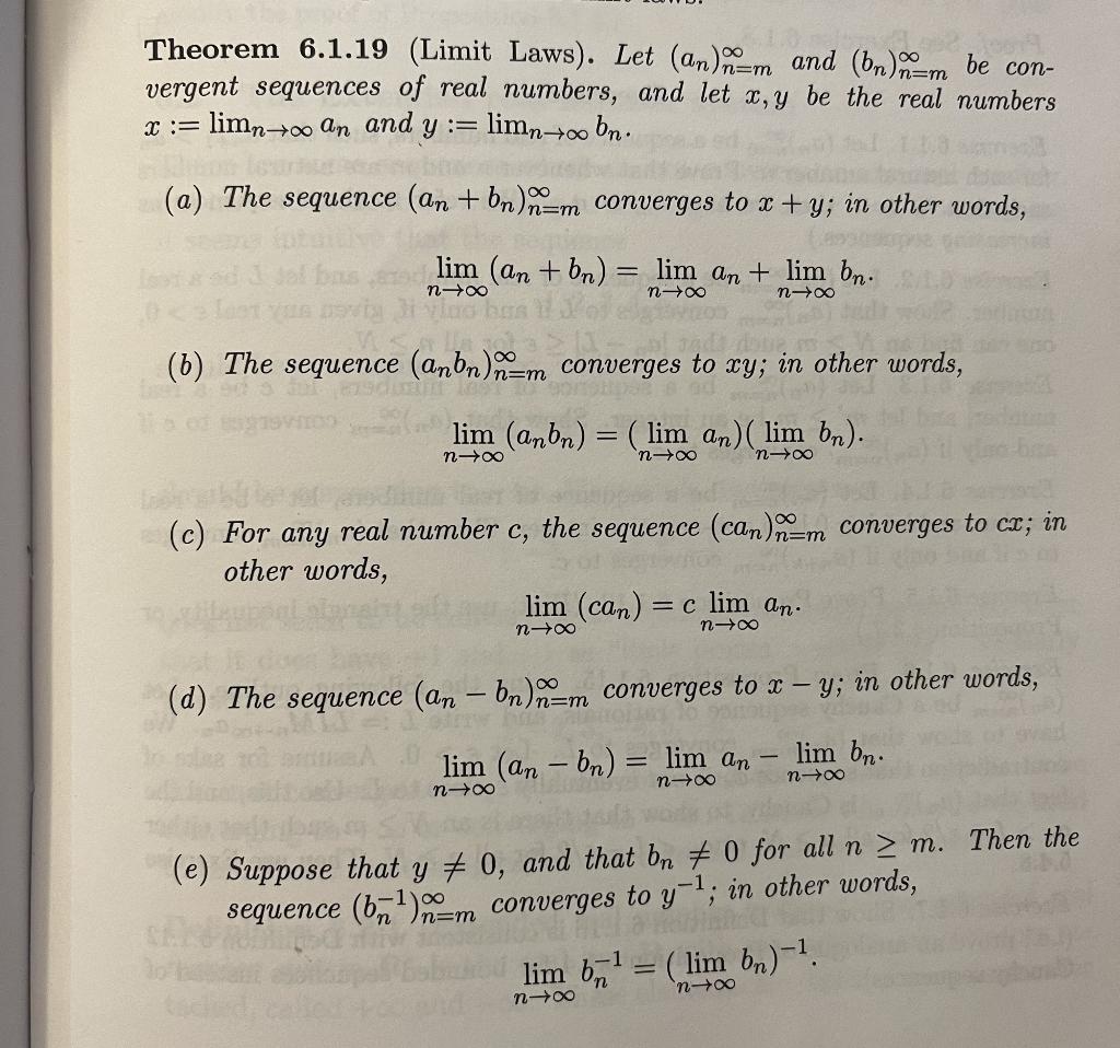 Solved Please prove (a)(b)(f) for Theorem 6.1.19 (Limit | Chegg.com