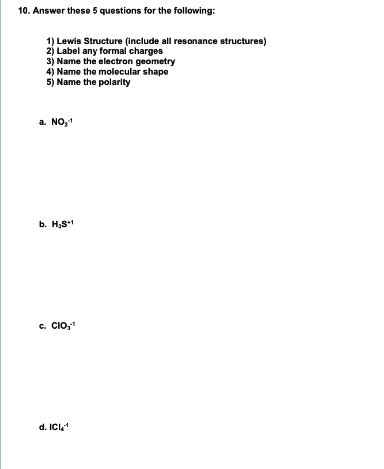 Solved 10. Answer these 5 questions for the following: 1) | Chegg.com