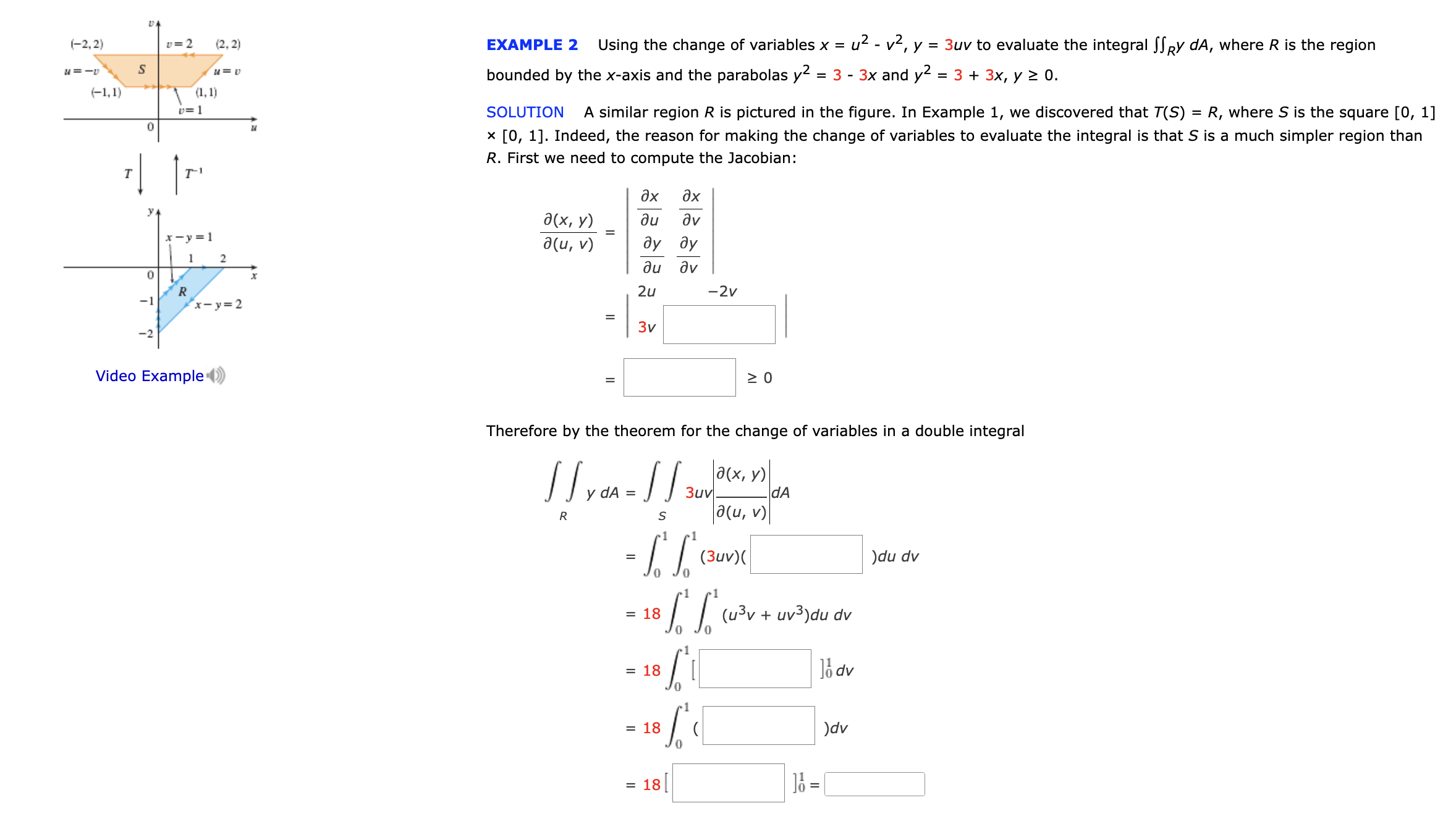 Solved EXAMPLE 2 Using the change of variables x=u2−v2,y=3uv | Chegg.com