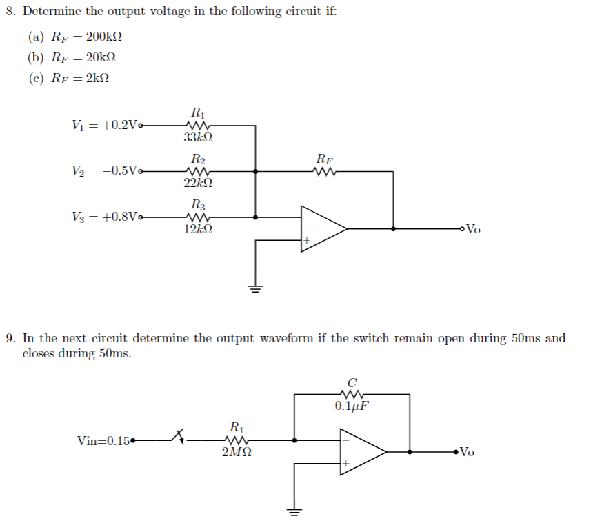 Solved 8. Determine the output voltage in the following | Chegg.com