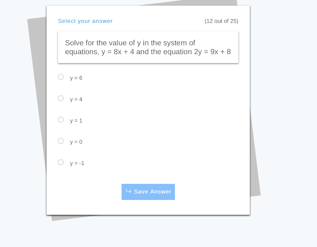 Solved Solve for the value of y in the system of equations, | Chegg.com