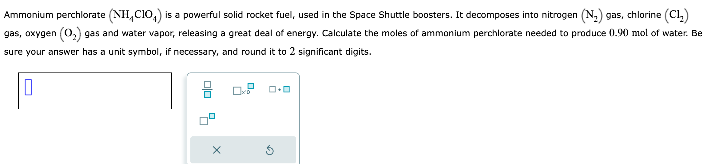 Solved Ammonium perchlorate (NH4ClO4) is a powerful solid | Chegg.com