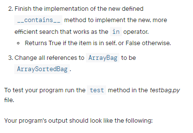 Solved A sorted bag behaves just like a regular bag but | Chegg.com
