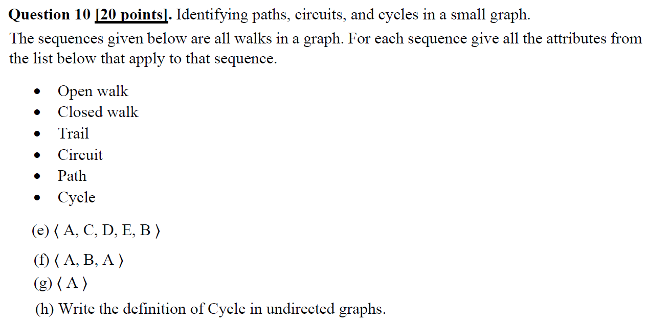 Solved Question 10 [20 points). Identifying paths, circuits, | Chegg.com