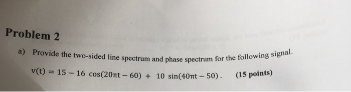 Solved Problem 2 a) Provide the two-sided line spectrum and | Chegg.com