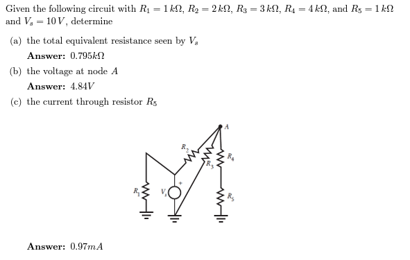 Solved Given the following circuit with | Chegg.com
