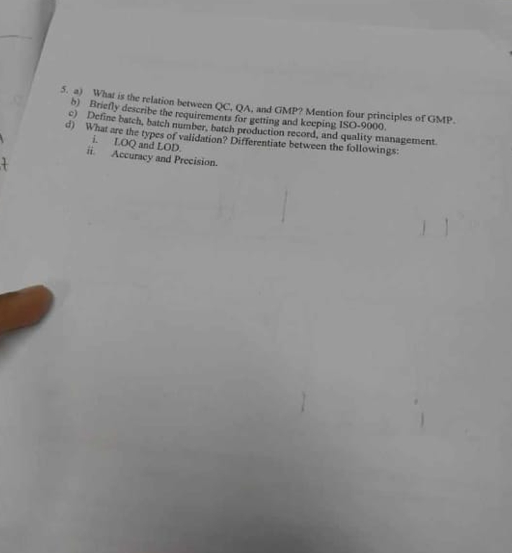 Solved a) ﻿What is the relation between QC, ﻿QA, ﻿and GMP? | Chegg.com