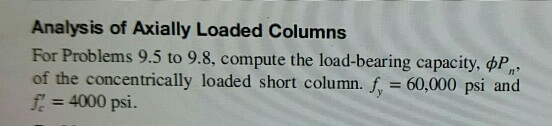 Solved Analysis of Axially Loaded Columns For Problems 9.5 | Chegg.com