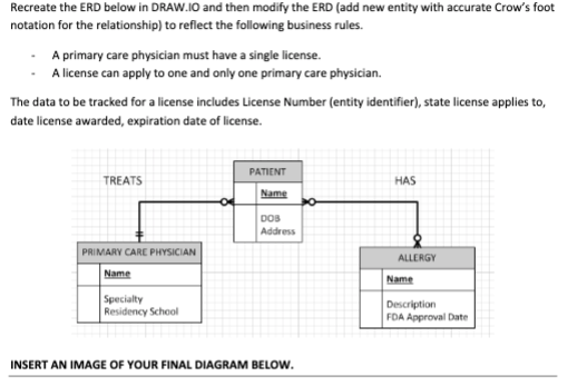 TASK 01 - Creating an ERD that serves as a database | Chegg.com