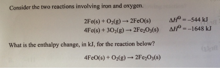 Solved Consider the two reactions involving iron and oxygen. | Chegg.com